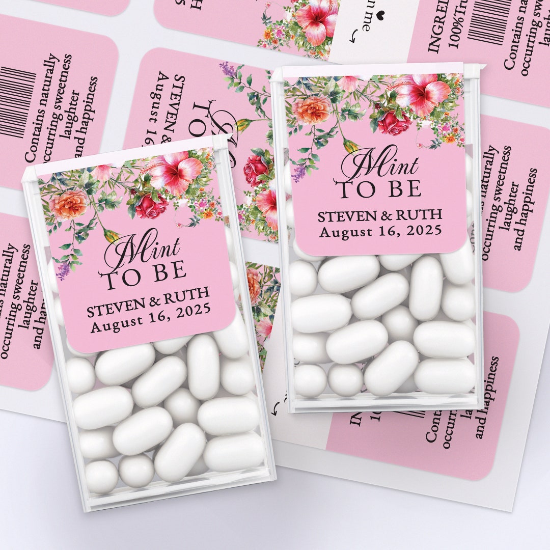 Personalized Tic Tac Labels - Pink Mint to Be Wedding Favors Labels ...