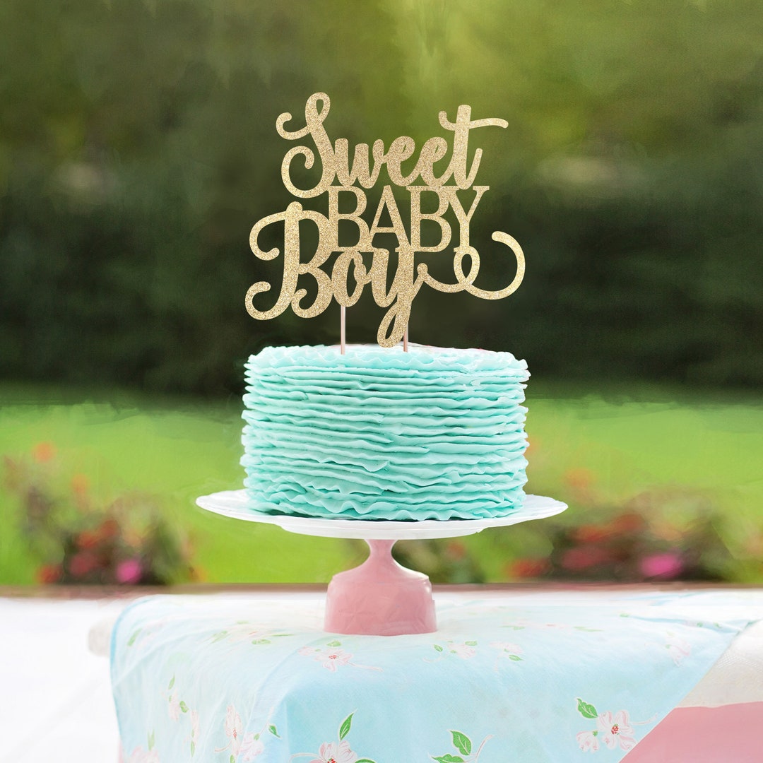 Sweet Baby Boy Cake Topper: Gold or Silver Glitter - Etsy
