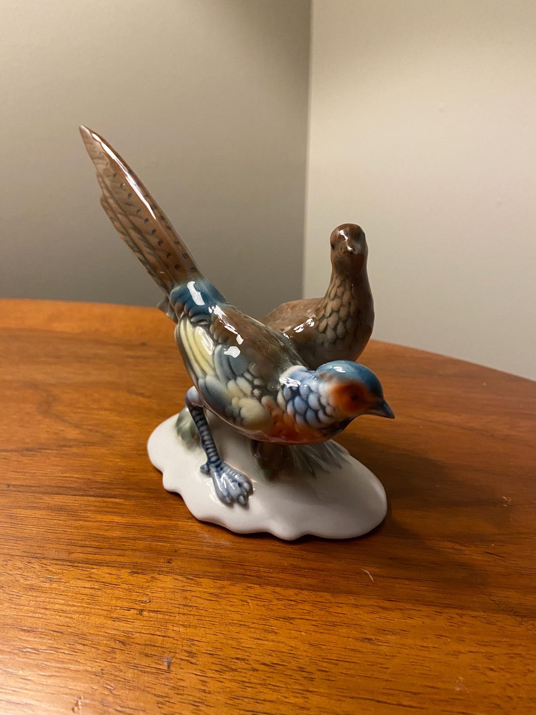 Vintage Porcelain Pheasants Figurine - Etsy