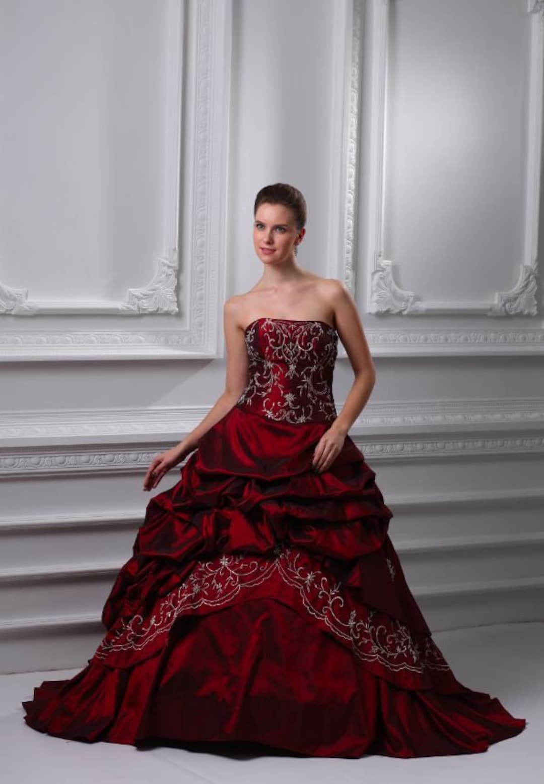 Red Luxury Taffeta Long Train Wedding Dress Bridal GOWN SIZE - Etsy UK