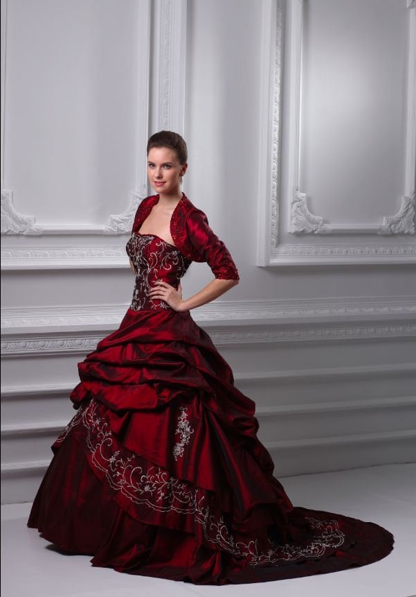 Red Luxury Taffeta Long Train Wedding Dress Bridal GOWN SIZE | Etsy