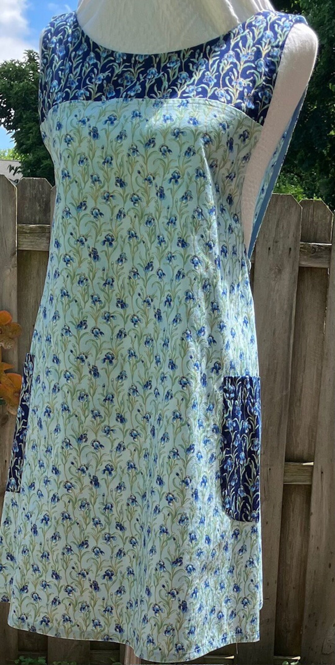Iris Apron, Iris Print Apron, Jumper, Wrap Around Dress, Wrap Around ...