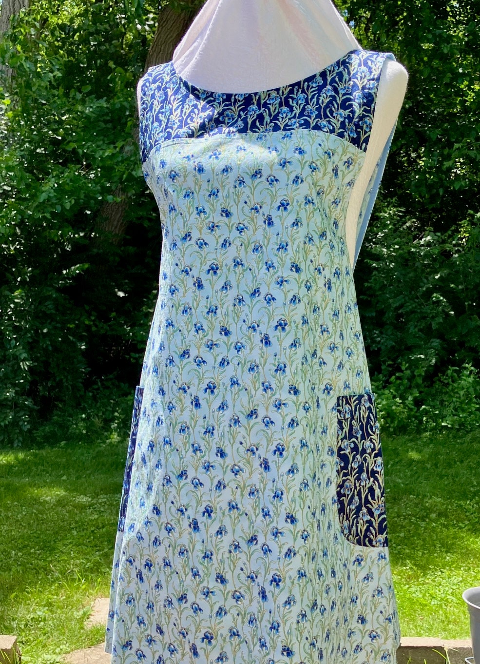 Iris Apron, Iris Print Apron, Jumper, Wrap Around Dress, Wrap Around ...