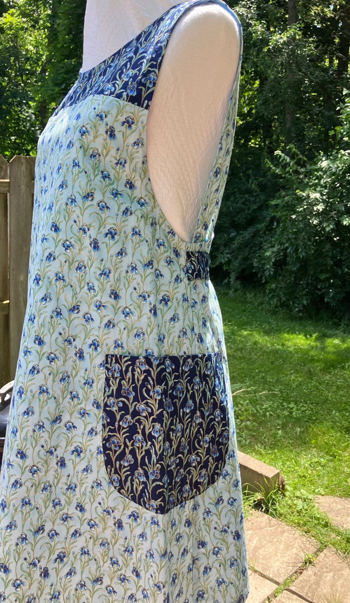 Iris Apron, Iris Print Apron, Jumper, Wrap Around Dress, Wrap Around ...