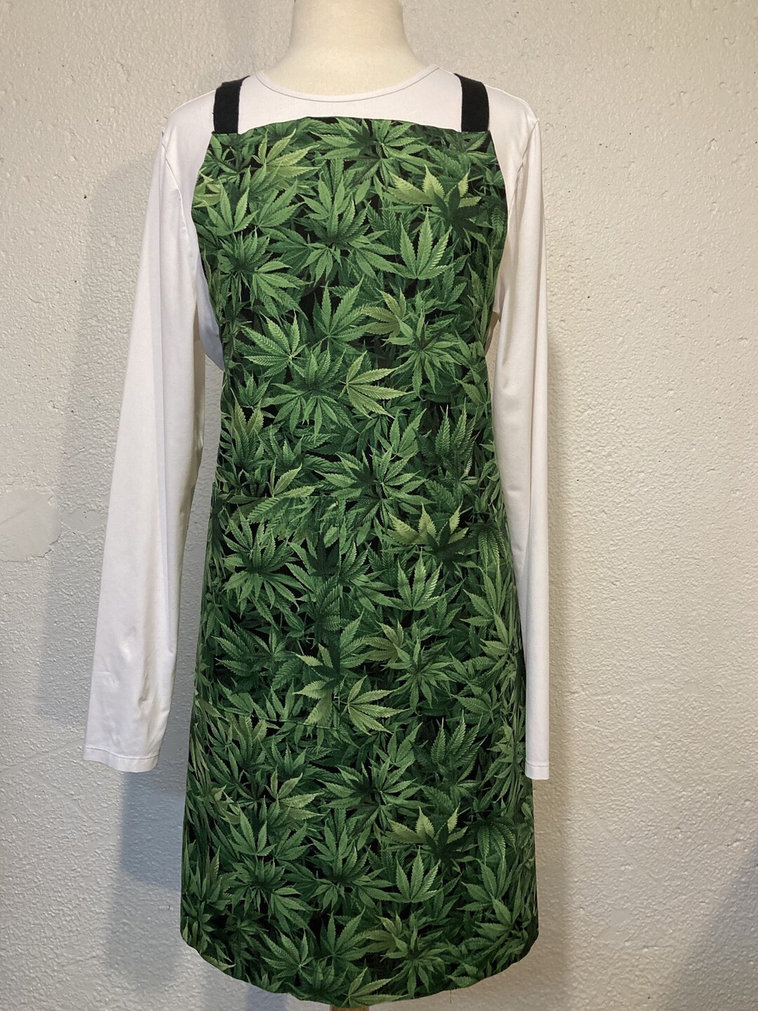 Cross Back Green Leaf Apron, Green Bib Apron, Cross Back Bib Apron - Etsy