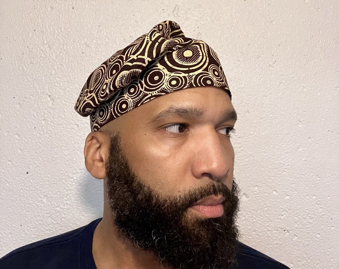 African Print Hat, Kufi, Topee, Fila, Cotton Fila, Cotton Topee, Brown ...