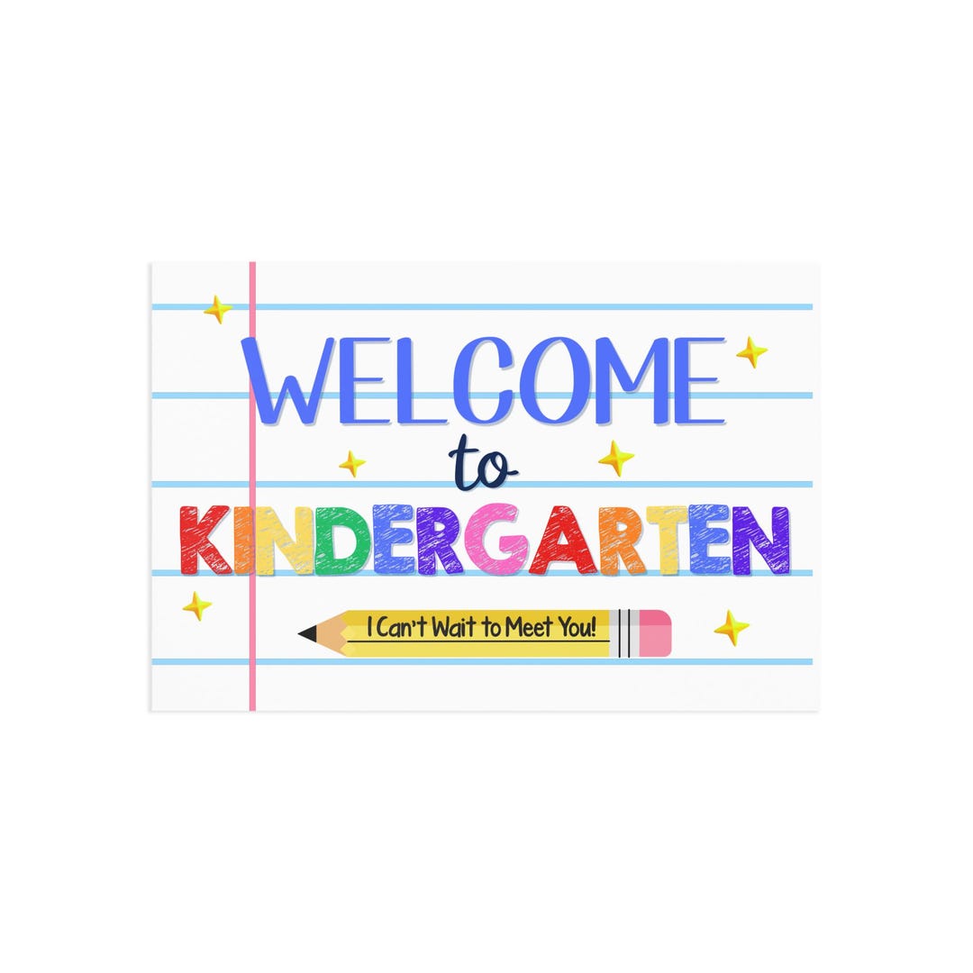 Welcome to Kindergarten Postcard Bright Rainbow Printable Double-sided ...