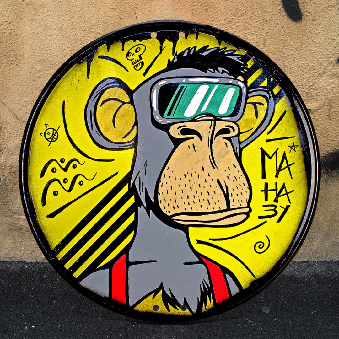 Bored Ape Yellow Road Sign Paint Pop Art Style 50x50 Cm by Josh Mahaby ...