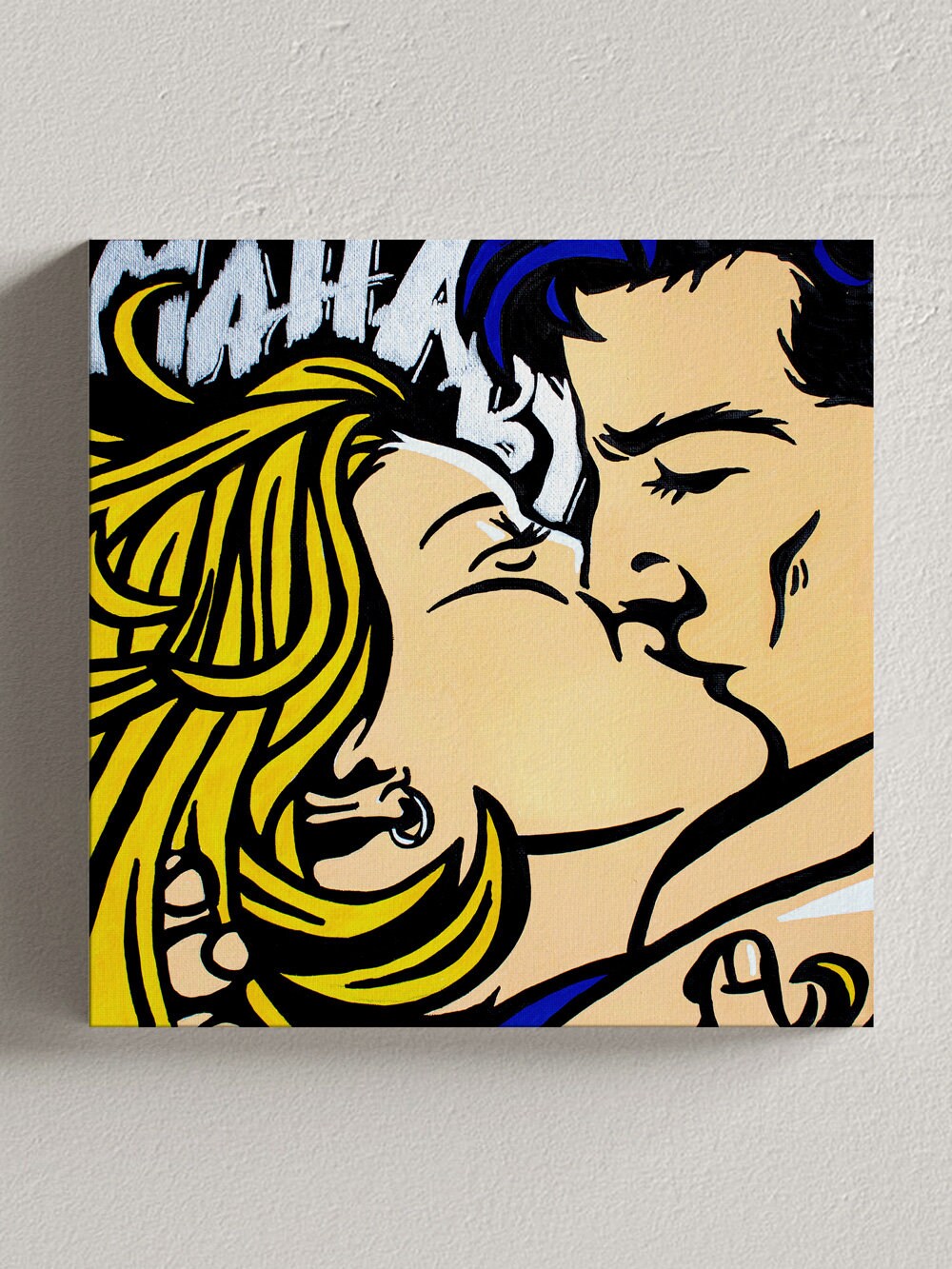 Retro Painting Kiss Lichtenstein Comic Acrylic Painting Pop Art 30x30 ...