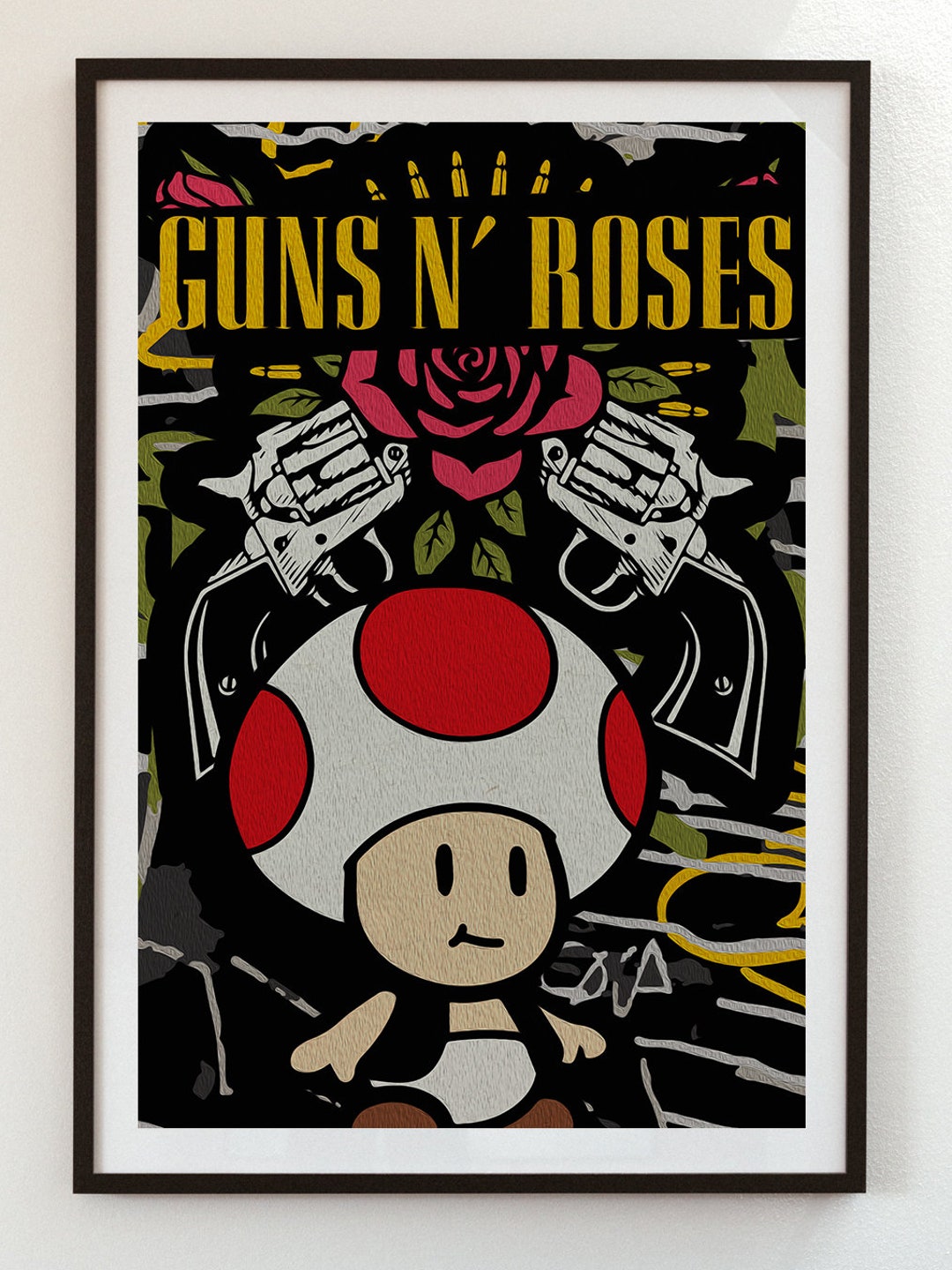 Rock Band GNR Mario Toad Poster Print Poster A2 42x60cm, Josh Mahaby ...