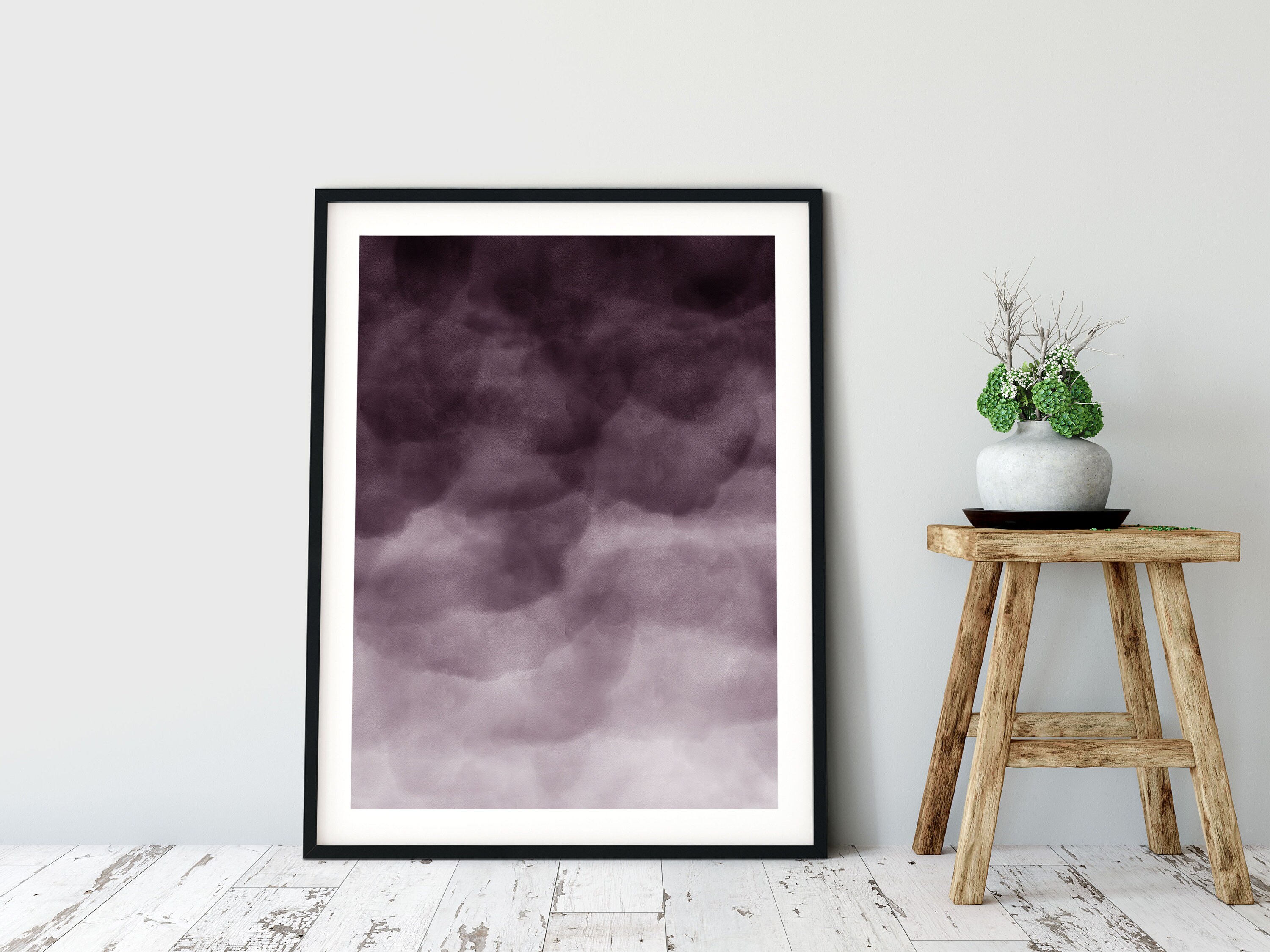 Mauve Purple Abstract Painting, Digital Download, Watercolor Wall Art ...