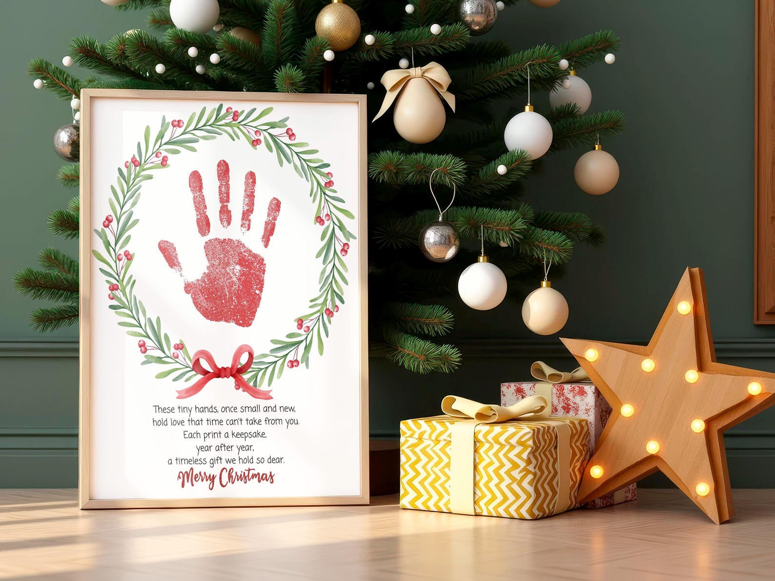 Christmas Handprint Craft for Kids or Newborn Baby, Christmas Handprint ...