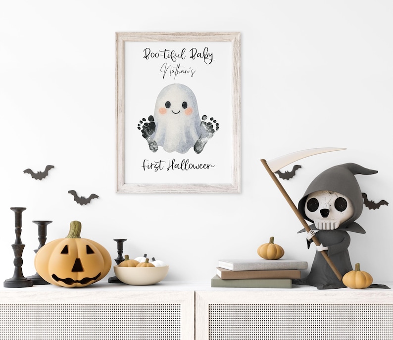 Boo-tiful Baby's First Halloween Customized Footprint Wall Art- Digital ...