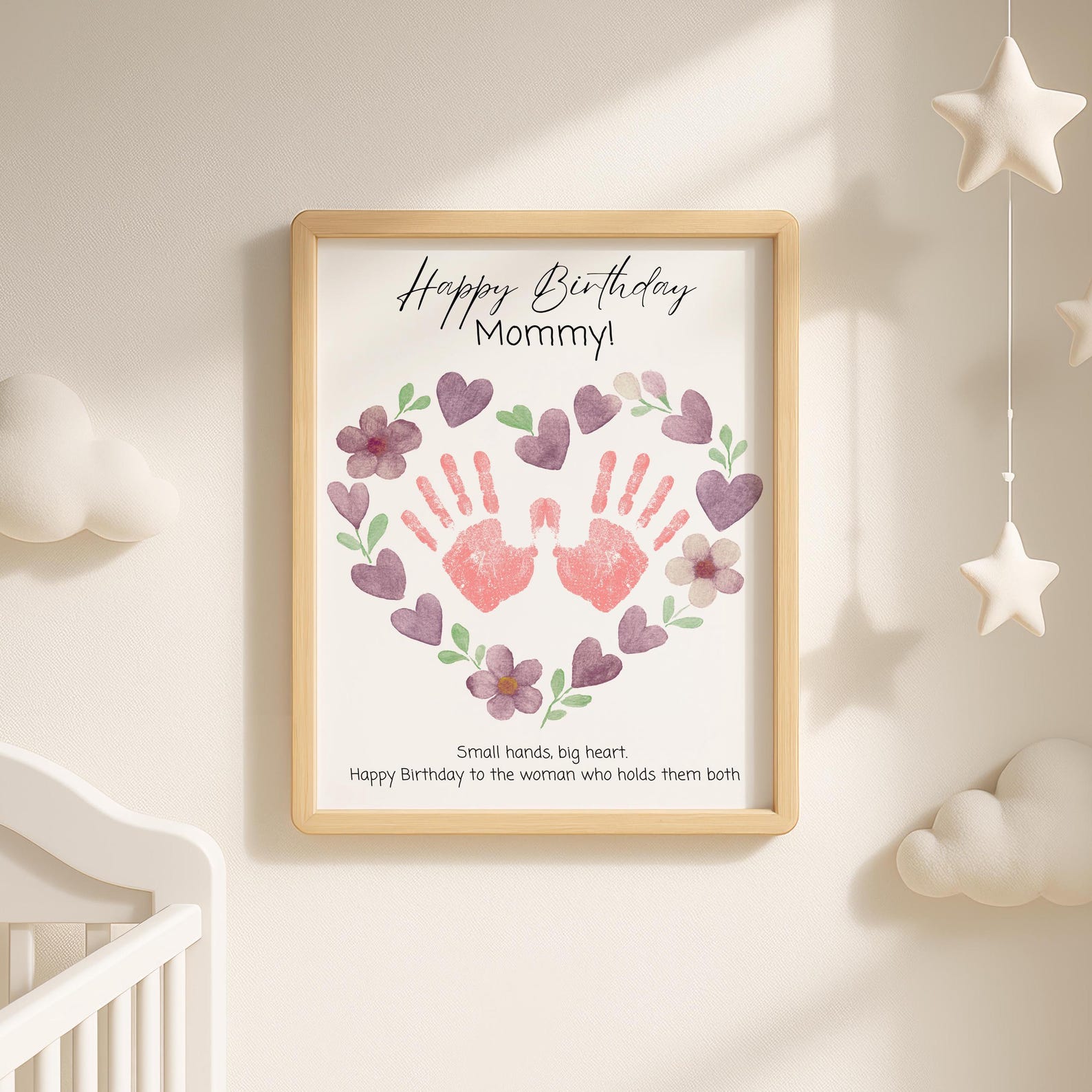 Happy Birthday Handprint Art for Mom Printable Birthday Craft Gift From ...