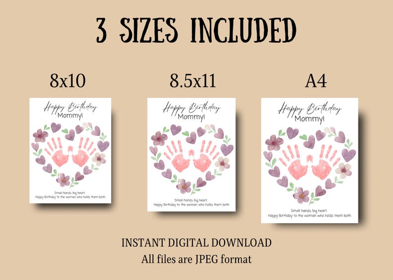 Happy Birthday Handprint Art for Mom Printable Birthday Craft Gift From ...