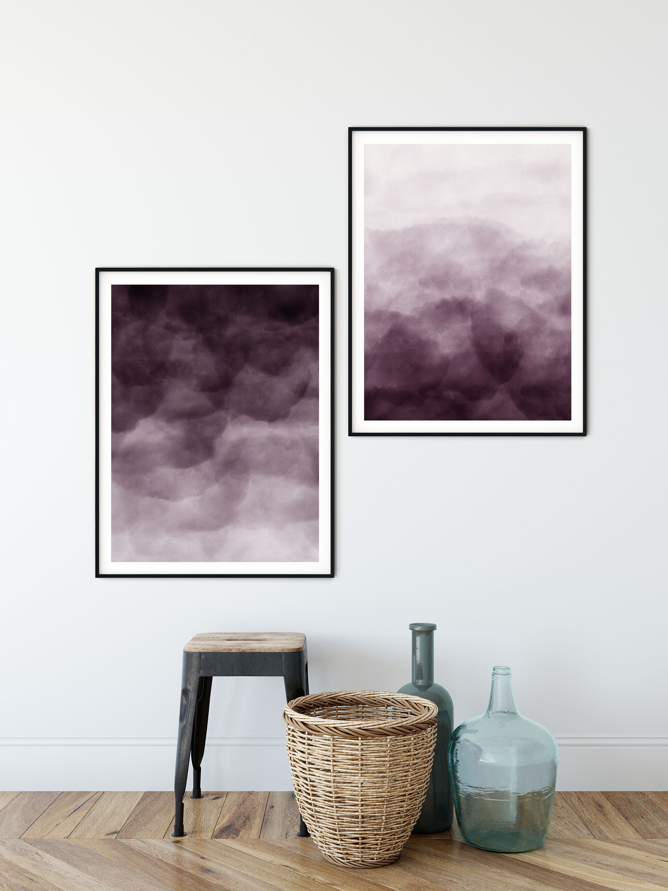 Mauve Purple Abstract Painting, Digital Download, Watercolor Wall Art ...