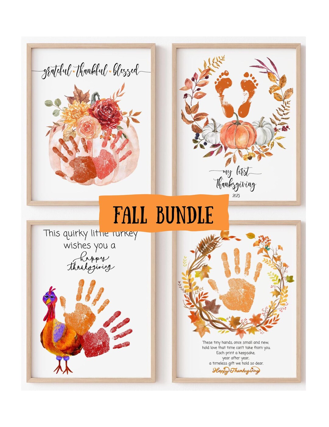 Thanksgiving Handprint Footprint Craft Fall Bundle, Thanksgiving Baby ...