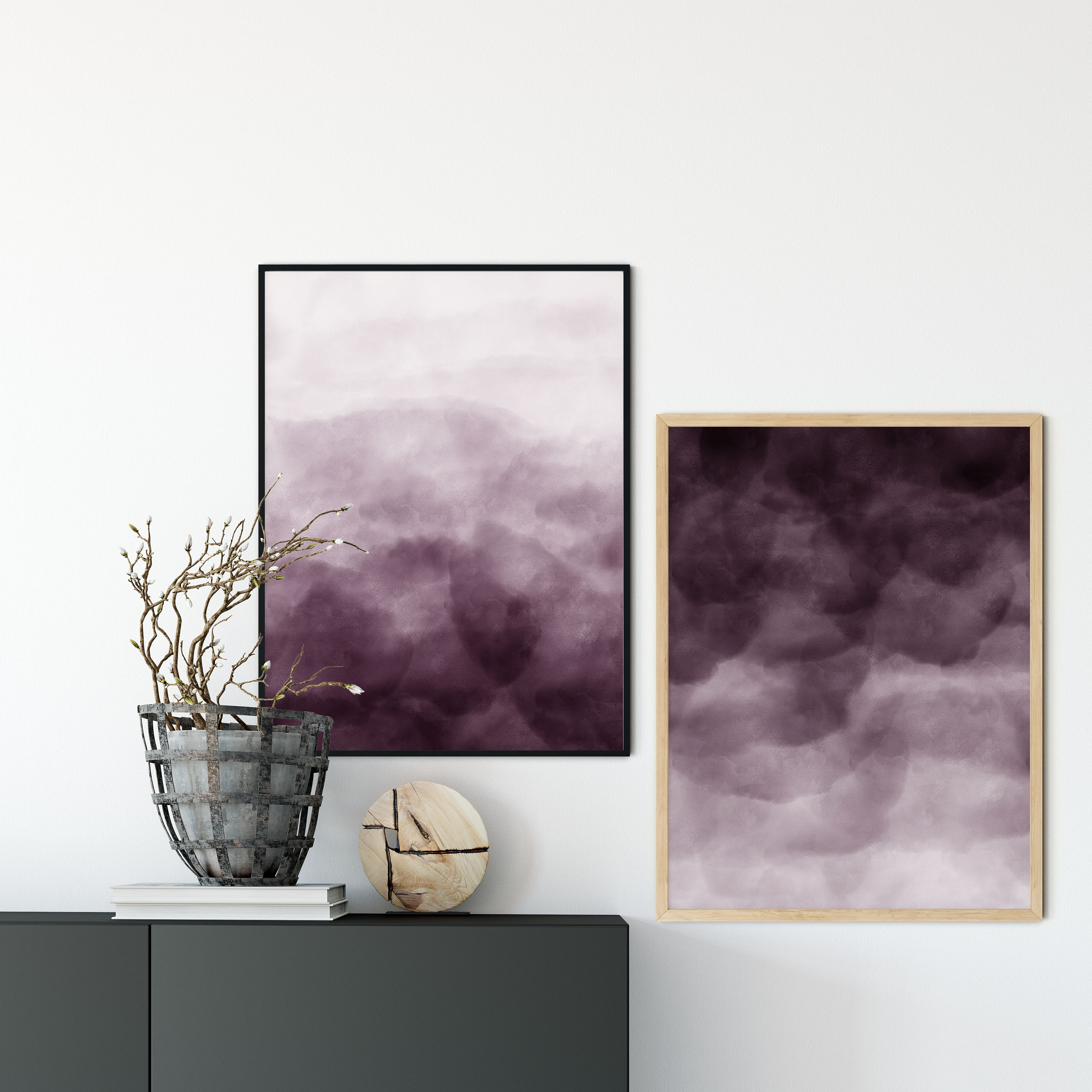 Mauve Purple Abstract Painting, Digital Download, Watercolor Wall Art ...