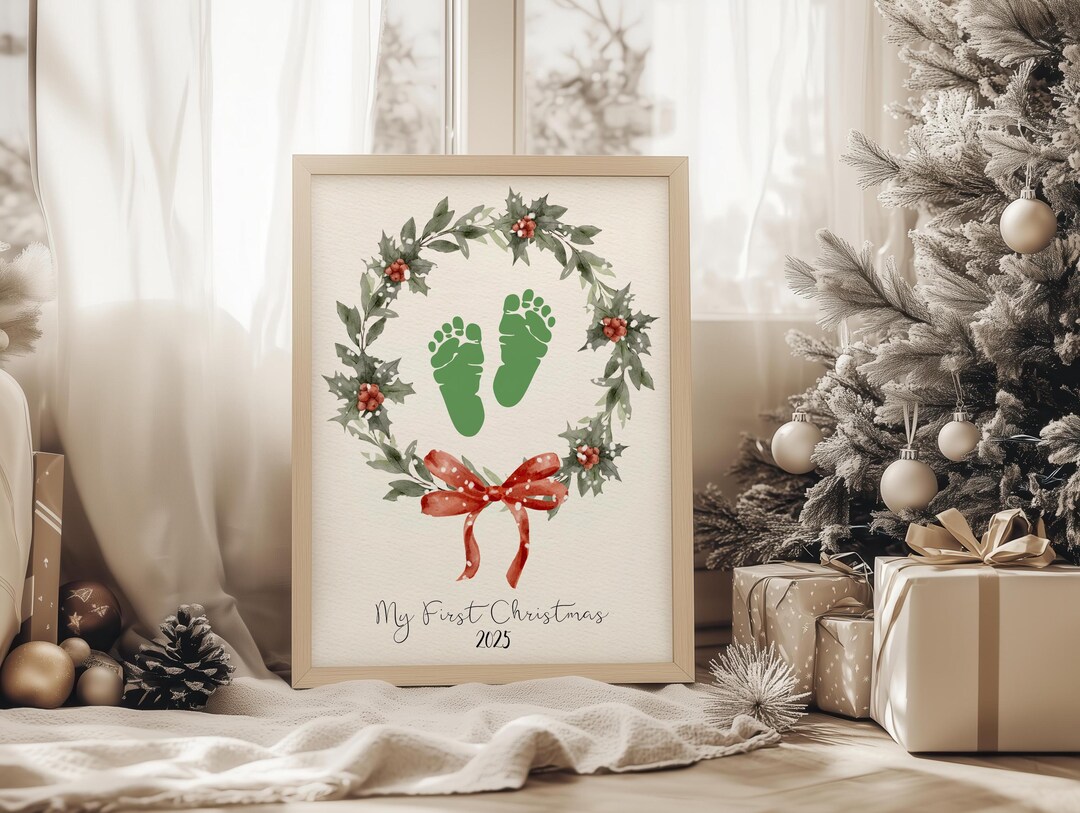 Baby’s First Christmas Footprint Craft for Kids or Newborn Baby ...