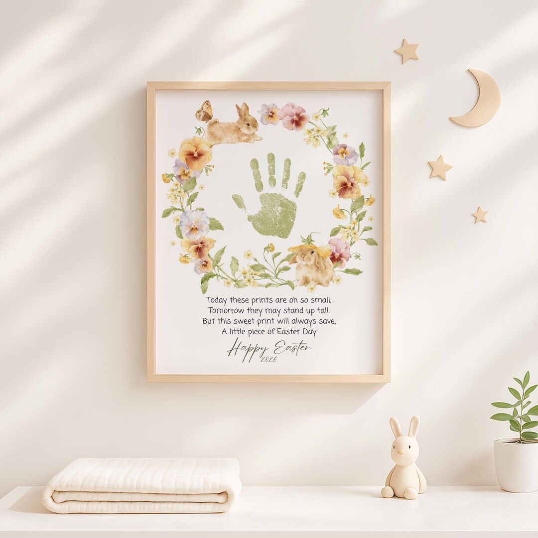 Easter Handprint Craft for Baby Toddler Bunny Wreath Art DIY Easter ...