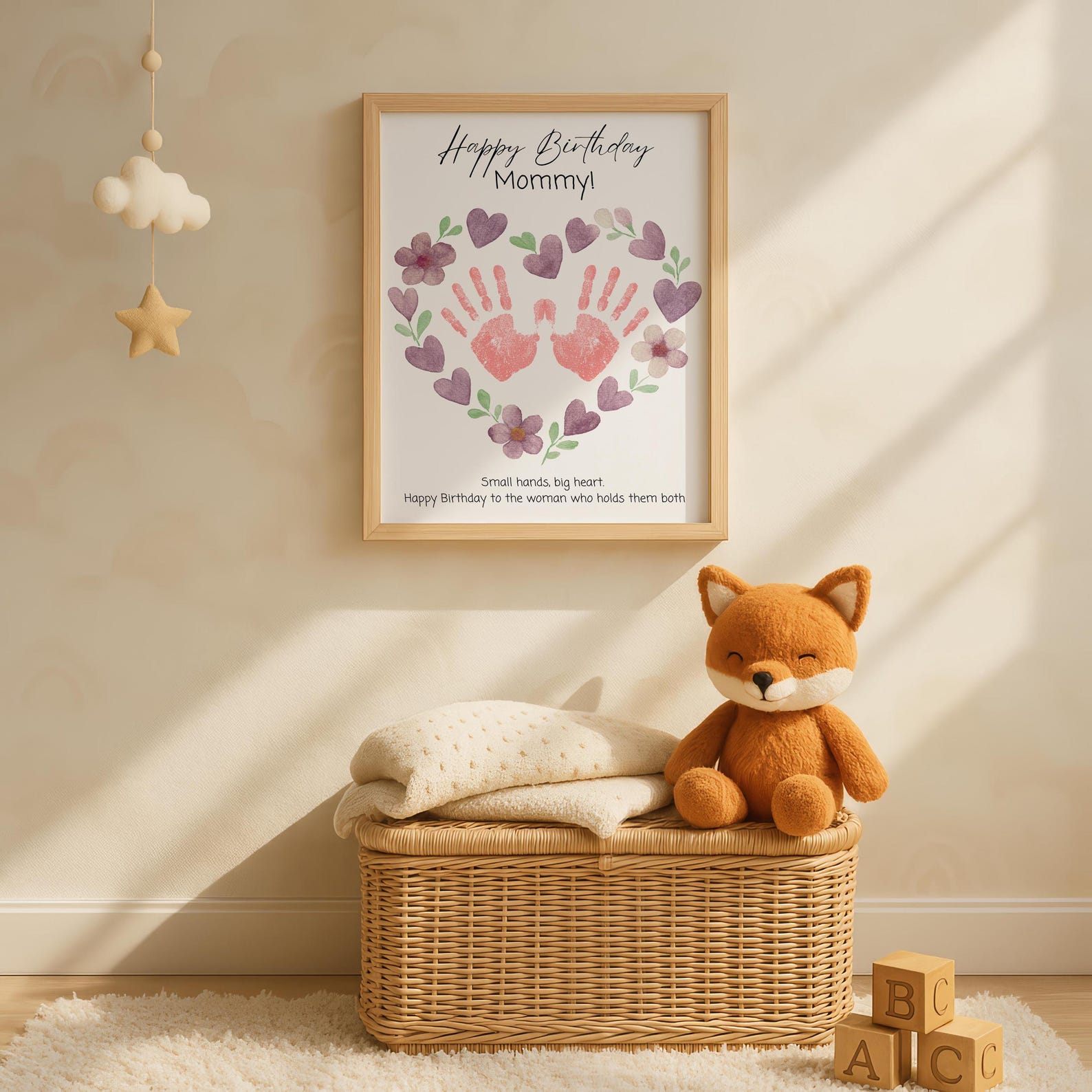 Happy Birthday Handprint Art for Mom Printable Birthday Craft Gift From ...