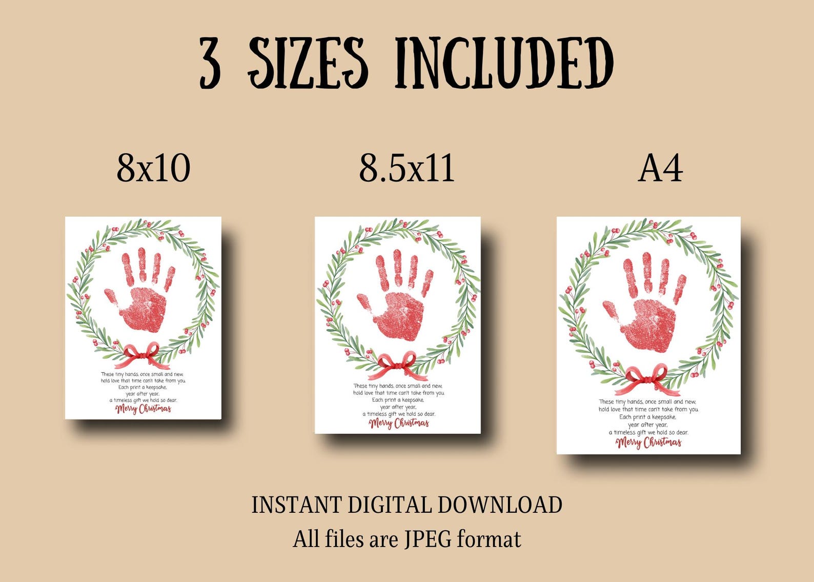 Christmas Handprint Craft for Kids or Newborn Baby, Christmas Handprint ...