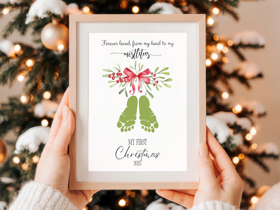 Newborn Baby Footprint Christmas Craft, My First Christmas Printable ...