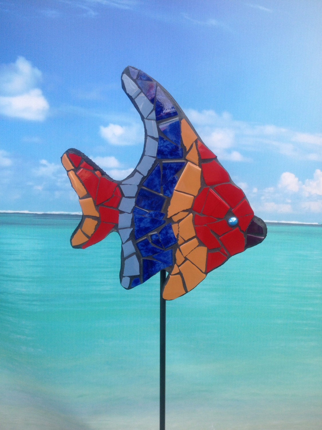 Tropical Fish Sculptures, Tile Mosaic Fish, Fence Ornaments, Fish ...