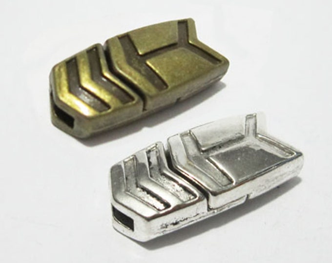 5pcs Leather Clasp 5x2mm Flat Leather Clasp Arrow Symbol Fishbone 5mm ...
