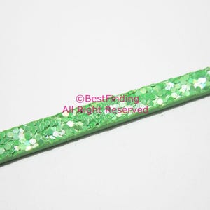 1meter 5x2mm Leather Cord Green Paillette Cover 5mm Flat Leather Cord ...