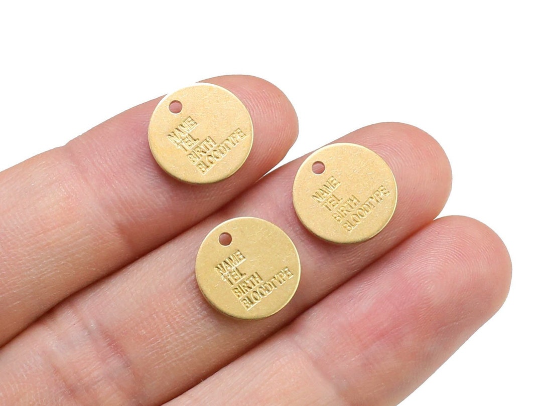 Brass Name Tags, Brass Round Charm, Engraved Nametags, Brass Stamping ...