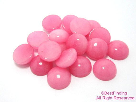 10pcs Pink Stone Cabochons Round Flat Backs Natural Stone - Etsy