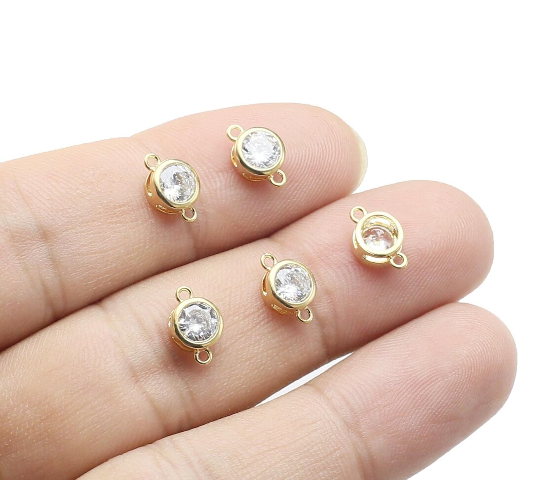 CZ Round Connector, Link Chain Connector, Earring Charms, 9.8mm, DIY ...