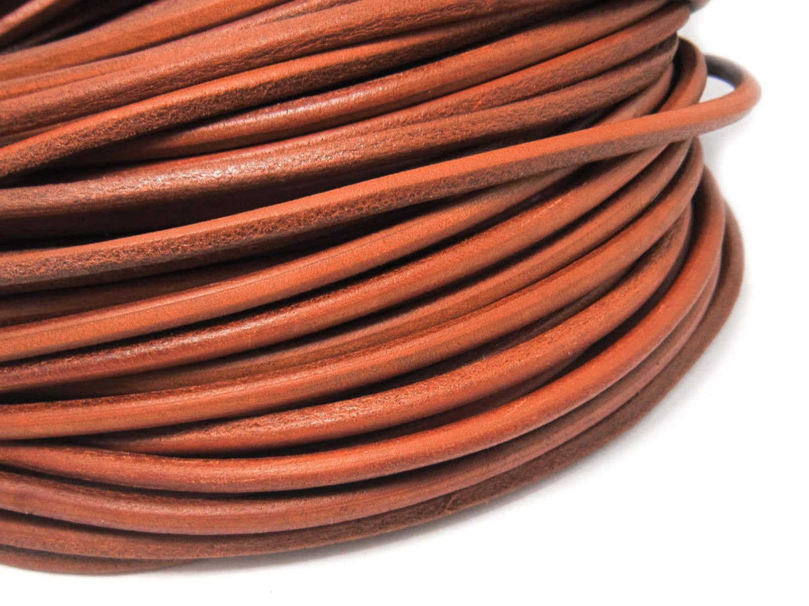 Round Leather Cord Natural 5mm Leather Cord Camel Genuine - Etsy