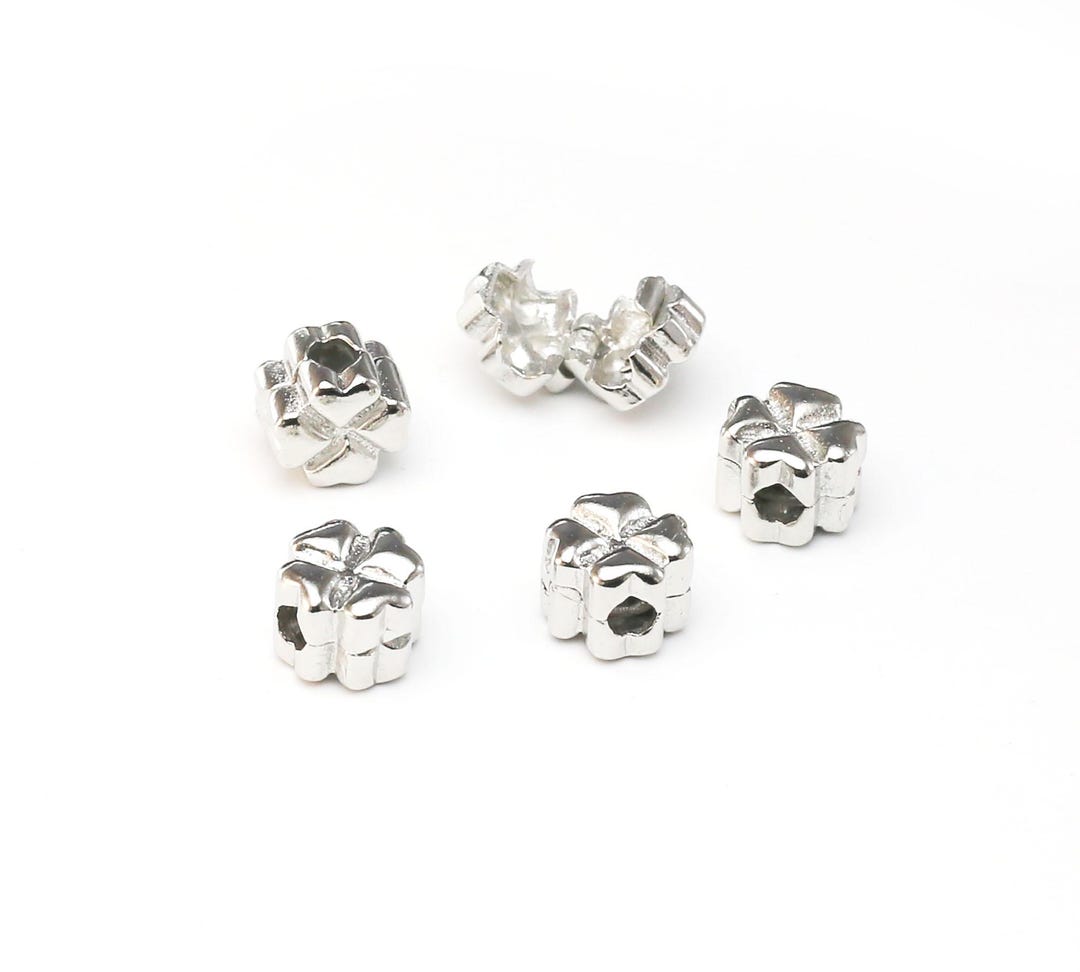 Clover Leaf Stopper Beads, Clip Lock Beads, Round Spacer Beads ...
