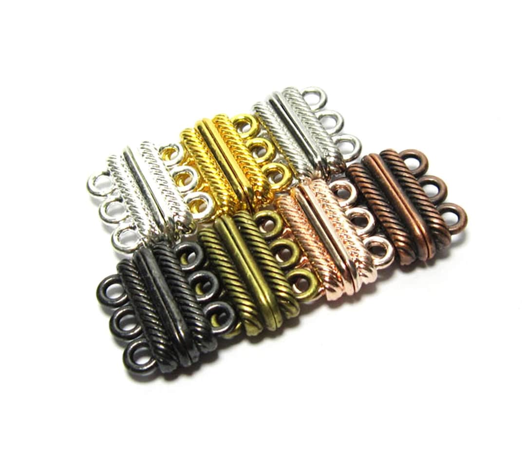 5pcs - Leather Clasps, Ribbed Loop Clasp, Beaded Bracelet Connector, 3 ...