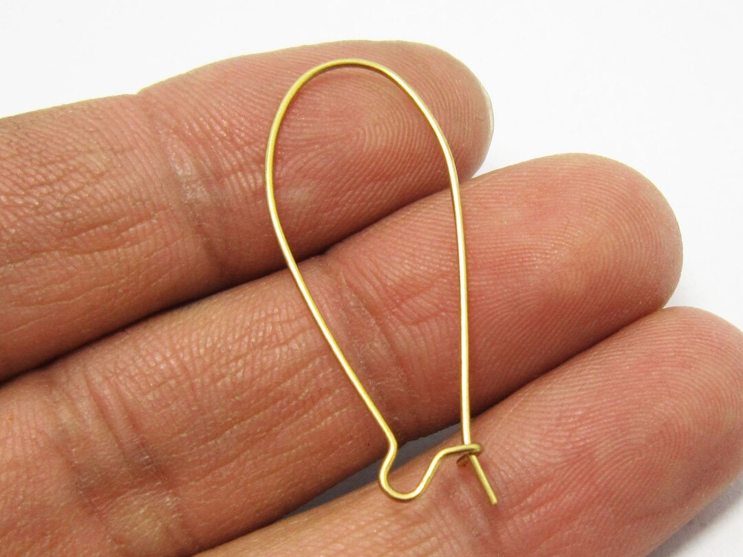 Brass Earring Wires, Earring Hooks, 36mm, Kidney Shaped, Raw Brass ...