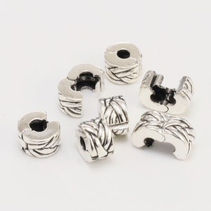 Braid Lace Stopper Beads, Clip Lock Beads, Silver Tone Brass Beads ...