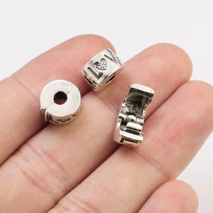 Love Letter Stopper Beads, Clip Lock Beads, Rough Silver, Brass Beads ...