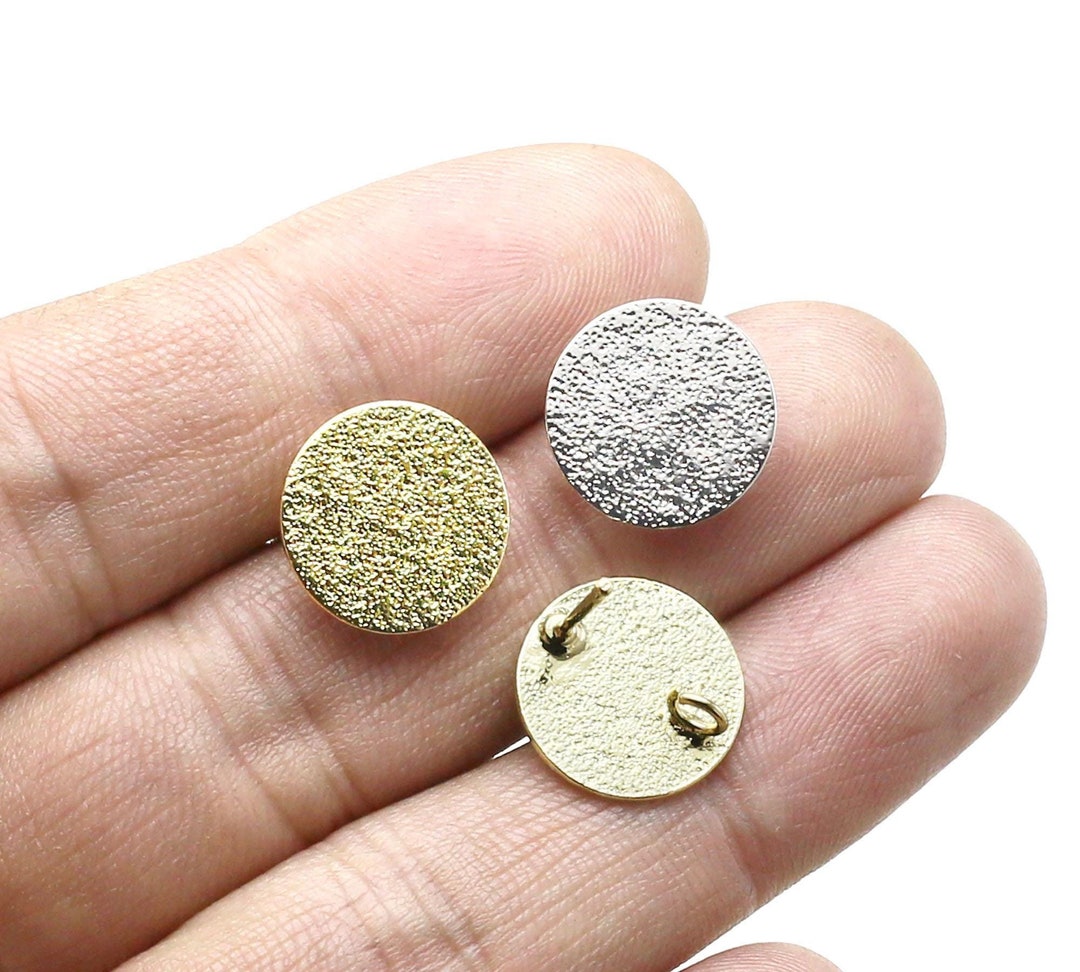 Round Earring Studs, Bling Ear Posts, Real Gold Plated, Earrings Making ...