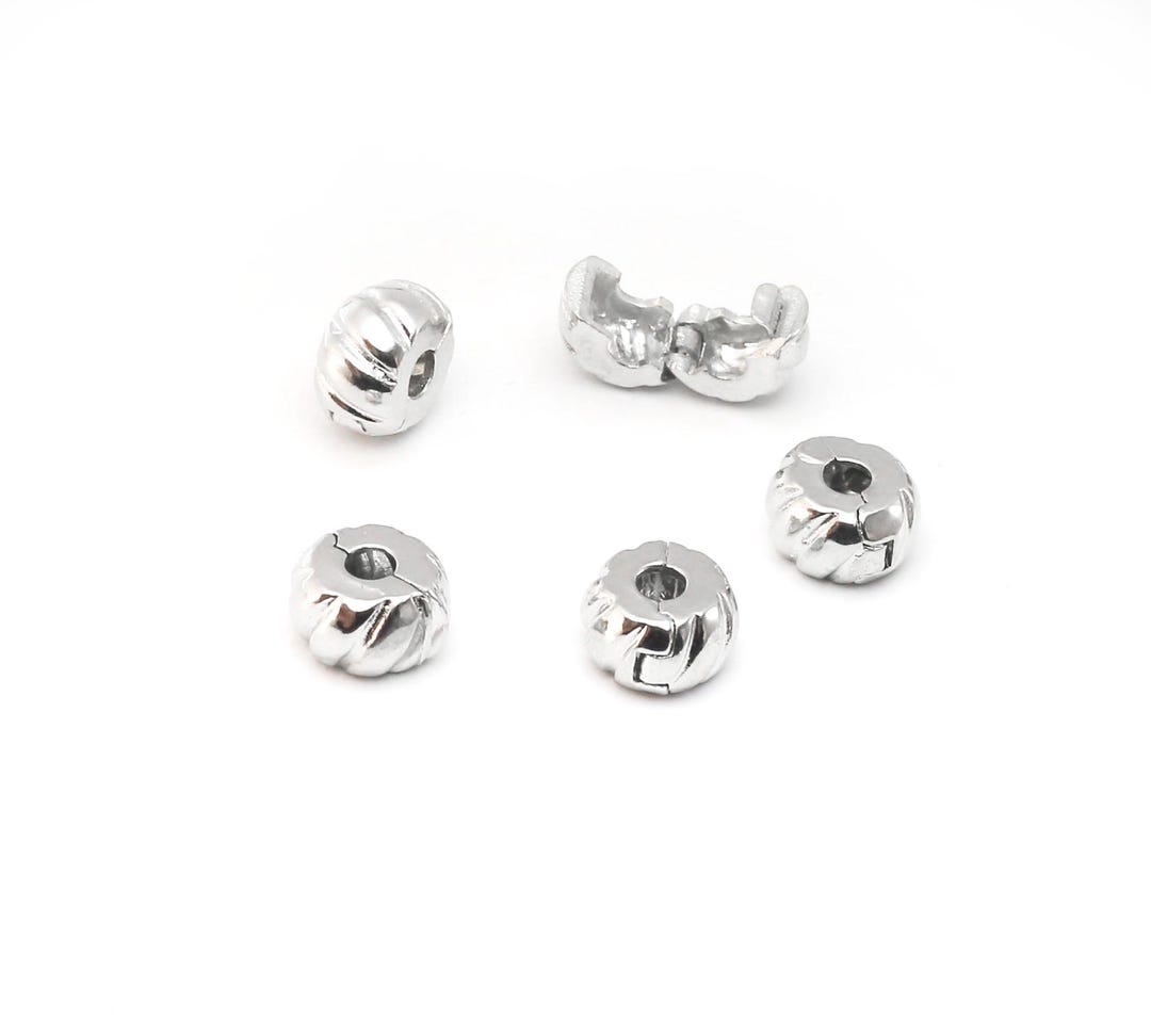 Round Stopper Beads, Clip Lock Beads, Shine Silver Brass Beads ...
