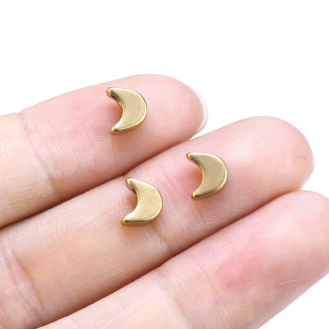 Crescent Moon Beads, Brass Slider Beads, Spacer Beading, Bracelet ...