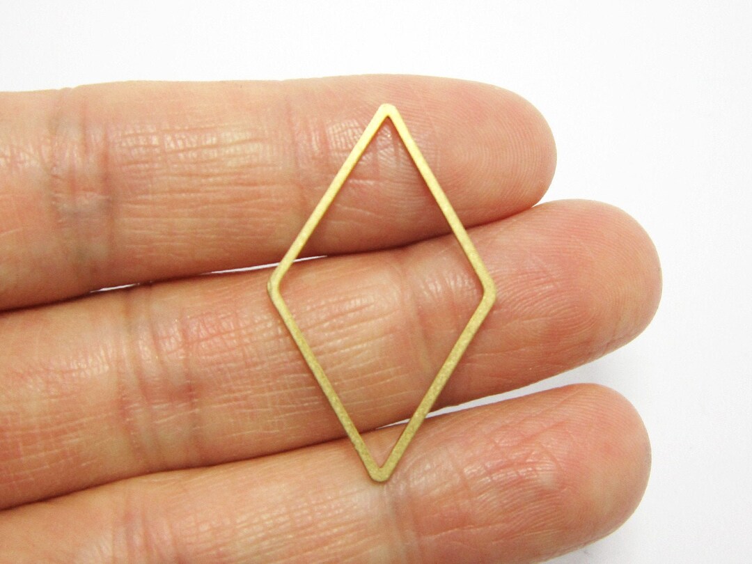 Brass Rhombus Charm, Earring Connector, Geometric Brass Charms, 32.2x19 ...