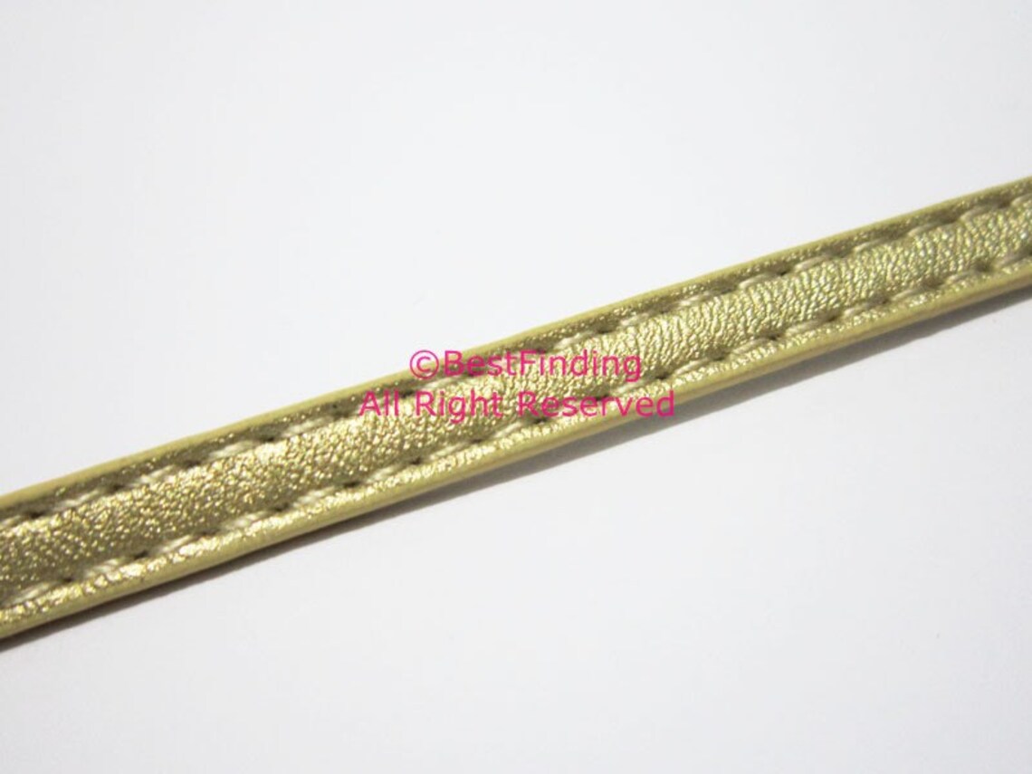 Leather Cord 6x2mm Gold Leather Cord Stitched 6mm Flat Leather - Etsy