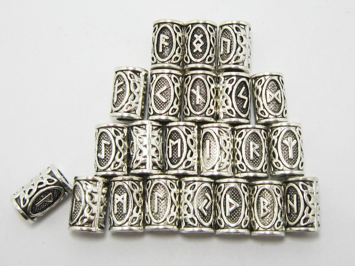 Viking Beads, Silver Tone Beard Beads, Paracord Bracelets Slider, Hair ...