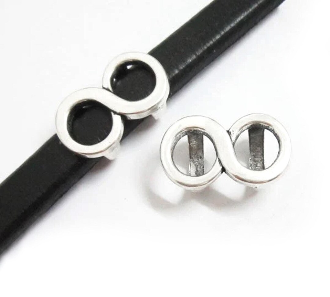10pcs - Infinity Symbol Licorice Slider, 10x6mm Leather Findings, Bar ...