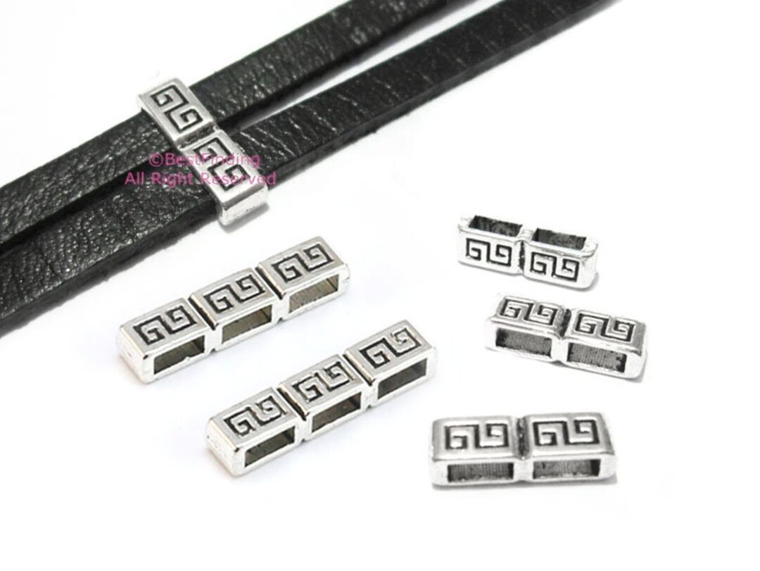 10pcs 5mm Flat Leather Slider, 5x2mm Leather Findings, Separate Bar ...