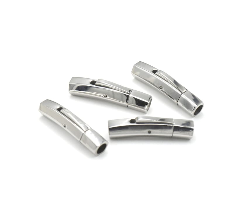 2pcs Stainless Steel Clasp, Hexagon, Round Leather Clasp, Necklace ...