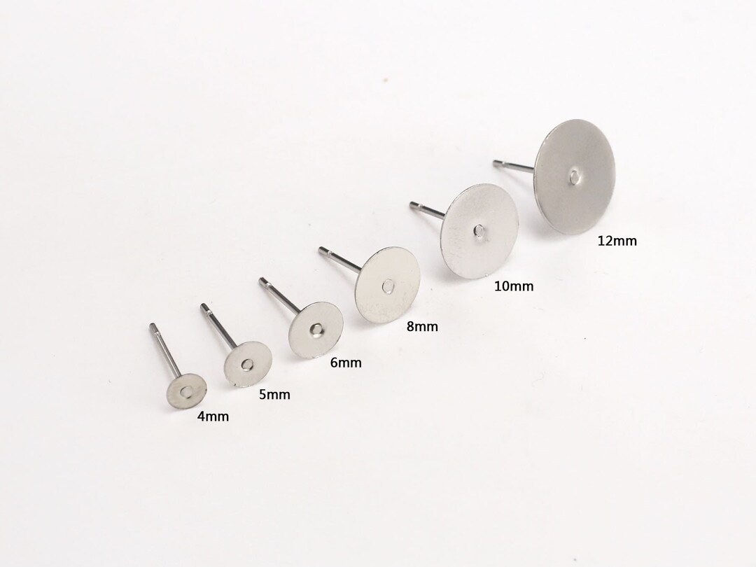 Stainless Steel Round Earring Studs, Flat Pad Earring Post, Blank ...