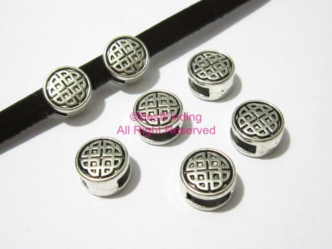 10pcs 5mm Weave Face Slider Flat Leather Findings 5x2mm Leather Sliders ...